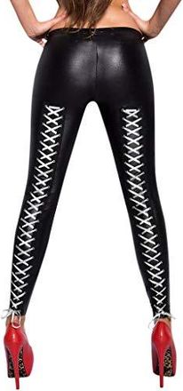 Generic Legging en cuir synth&eacute;tique pour femme - Mat - Taille haute - Pantalon extensible confortable - Collants dhiver pour carnaval et f&ecirc;te des ann&eacute;es 80, B