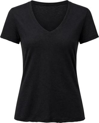 James Perse Femme, Tops, Noir, Taille: 36 FR Sheer Slub Casual V Neck
