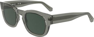 Calvin Klein CA-38303 Acetate Round-Frame Sunglasses - Gray