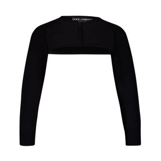 Dolce & Gabbana Schwarzer Viskose-Bolero mit Perlmuttkn&ouml;pfen - - Knitwear - Damen - Schwarzk - M