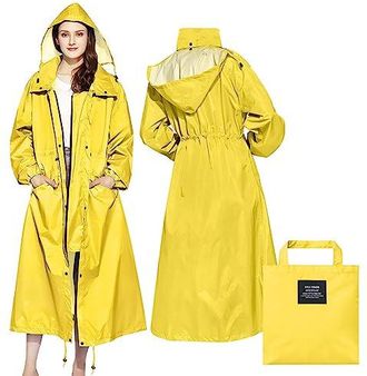 LAMA Interiør Manteau imperméable long élégant, poncho de pluie unisexe avec poche à rabat imperméable, vêtements de pluie pour adultes, veste de pluie, vêtements d