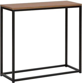 Beliani Table Console avec Plateau Effet Bois Foncé et Structure en Métal Noir Coiffeuse au Design Industriel pour Intérieur Moderne ou Rétro Beliani