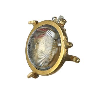 Licht-Erlebnisse Wandleuchte für Außen rund aus Messing wertig maritim IP44 Bullauge Premium D:14cm Schiffslampe Schiffsleuchte Wandlampe Hof Garten Außenleuchte