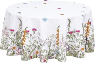 Generic Runde Tischdecke mit Blumenmuster, Fr&uuml;hlings- und Sommertischdecke mit Wildblumenmuster, wasserfest und abwischbar, f&uuml;r Wohnzimmer, K&uuml;che, Partys, Tre