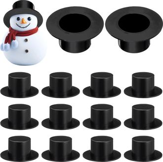 Garneck 50 Stück Mini Zylinder Hüte Aus Kunststoff Für DIY Bastelprojekte - Kleine Zylinder Hüte in Schwarz Für Kreative Weihnachtsdekoration Und Festliche An