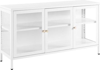 Beliani Sideboard mit Glast&uuml;ren NEWPORT Metall 115 cm Wei&szlig;