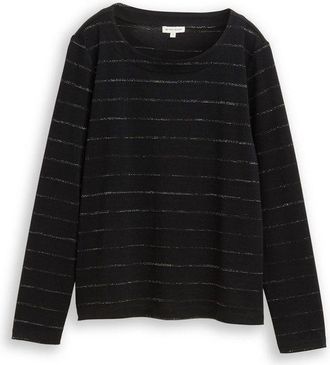 Tom Tailor Langarmshirt T-Shirt Langarmshirt mit Glitzer-Streifenmuster