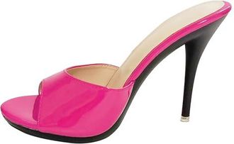Miyoopark Mules sexy pour femme avec talon aiguille Mule d&eacute;t&eacute;, Rose, 43 EU