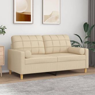 vidaXL 2-Sitzer-Sofa mit Zierkissen Creme 140 cm Stoff Vidaxl