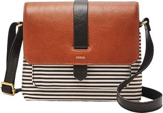Fossil Womens Small Kinley Cross Body Fabric Bag - Black Stripe