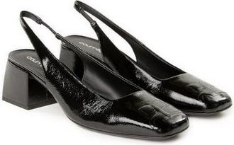 Courr&egrave;ges Sling-back vernies en coton m&eacute;lang&eacute;