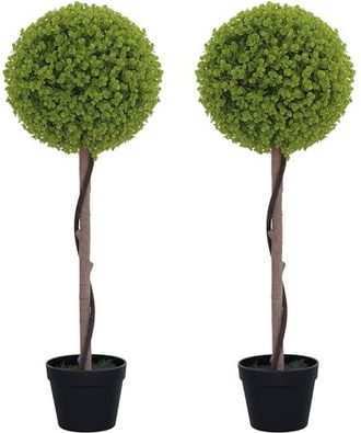 HOMCOM Lot de 2 Eucalyptus artificiels, Plante dint&eacute;rieur de 90 cm, Plante Artificielle en Pot, Grandes Plantes d&eacute;coratives pour la Maison, Le Bureau, lentr&eacute;