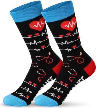 Satinior Krankenschwester &Auml;rzte Unisex Witzige Lustige Socken f&uuml;r Weihnachten Geburtstag Party Geschenke(Elektrokardiogramm)
