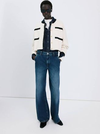 Mango Veste maille liser&eacute;s contrastants &eacute;cru - Femme - XS - MANGO