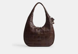 Coach Alter/Ego Gro&szlig;e Schultertasche In Halbmondform Aus Upcrafted-Leder Im Schachbrettmuster