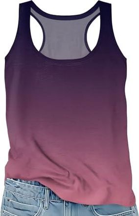 Generic Debardeur Femme Chic et &eacute;l&eacute;gant Gradient Chemisier sans Manche D&eacute;bardeur Crop Top Ete Haut Sexy Chic et Elegant Fluide Ample Caraco Vetement Femme Ete