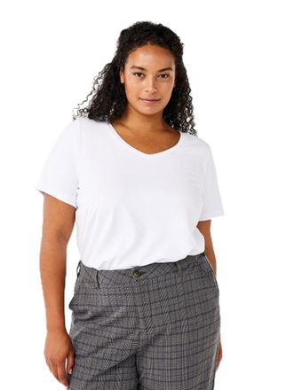 Zizzi Damen Große Größen T-Shirt Basic Baumwolle Kurzarm Kurze Ärmel Gr. Gr XXXL Bright White