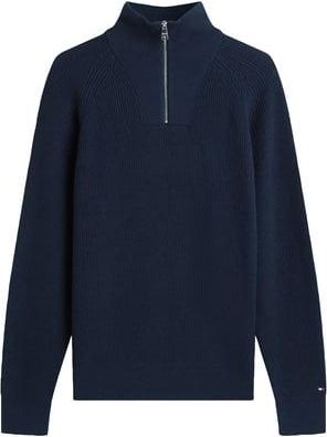 Tommy Hilfiger Pull col montant zipp&eacute; en coton et laine m&eacute;lang&eacute;s