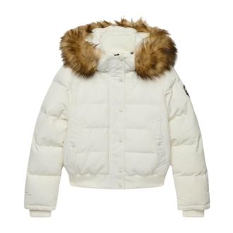 Superdry Blouson Bomber &agrave; Capuche Everest - Femme - Vestes - Blanc - Taille: 44 FR