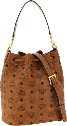 MCM Dessau Canvas Bucket Bag - Cognac