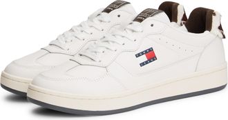 Tommy Jeans Plateausneaker TOMMY JEANS ARCHIVE 98 CALF HAIR TAB, Damen, Gr. 36, wei&szlig; (wei&szlig;, braun), Leder, Lederimitat, Schuhe Plateausneaker, Freizeitschuh, Halb