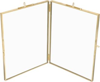 OSALADI Veemoon Nordischer Glas Bilderrahmen 7 Zoll Doppelseitiger Tisch Fotorahmen aus Messing Beidseitig Verglaster Probenrahmen f&uuml;r Fotos und Pflanzenexemp