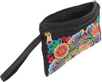 Garneck Pochette Brod&eacute;e Ethnique &agrave; Motif Floral Gesang, Paquet &agrave; Main Zipp&eacute; L&eacute;ger en Tissu Artisanal, Pochette Vintage pour Femmes, pour Mariage, Soir&eacute;e et Us