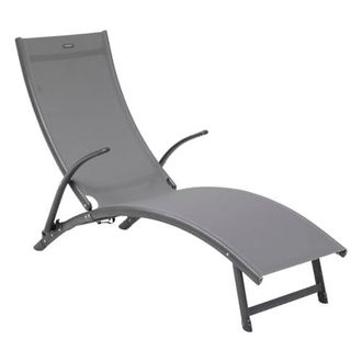 Hesperide Transat Pliable Samba Anthracite et Graphite Anti-Rouille Inclinable, 4 Positions Empilable Chaise Longue pour Jardin, Terrasse, Balcon