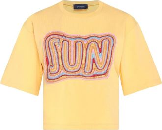 Sportmax Femme, Tops, Jaune, Taille: 42 FR T-Shirt avec Imprim&eacute; Soleil