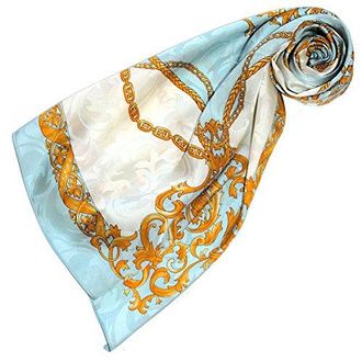 Lorenzo Cana Foulard damas de 100% soie pour la femme - écharpe damas, carré avec les mesures de 88 x 88 cm - un bijou noble pour le printemps et l´été - brillant 