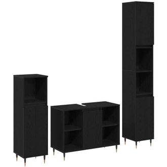 vidaXL Ensemble de Meubles de Salle de Bain Autre 3 pcs Chêne noir vidaXL