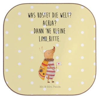 Mr. & Mrs. Panda Tischuntersetzer Nachtfalter F&auml;hnchen - Geschenk, Untersetzer Tasse, Spruch Witzig, S&uuml;&szlig;, Coaster, K&uuml;che Deko, Gl&auml;ser, Lustig, was Kostet Die Welt, gl&auml;
