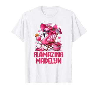 BDAZ Flamazing Madelyn Pink Flamingo Tropical Beach Trip Damen T-Shirt