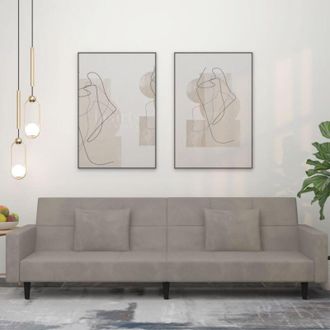 vidaXL Schlafsofa 2-Sitzer mit 2 Kissen Hellgrau Samt - Vidaxl