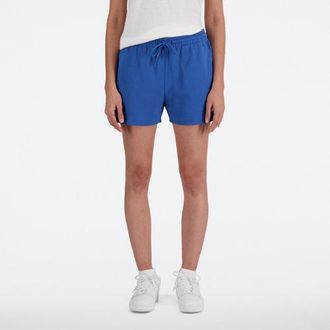 New Balance Femme Sport Essentials French Terry Short en Bleu, Coton, Taille M