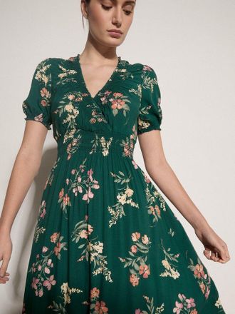 Apricot Maxikleid Maxikleid in Aquarelloptik mit Smockdetails