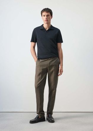 Mango Polo piqu&eacute; slim-fit bleu marine - Homme - XXL - MANGO MAN