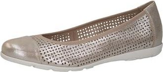 Caprice Caprice Ballerines en Cuir pour Femme avec Motif perfor&eacute;, Taupe m&eacute;tallis&eacute;, 42 EU