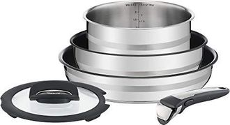 T-fal Tefal Ingenio by Jamie Oliver 5-teiliges Set, Titanium Excellence Antihaftversiegelung, Thermo-Spot, abnehmbarer Griff, vielseitig, platzsparend, back