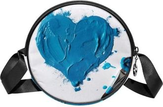 Generic Sac &agrave; bandouli&egrave;re Circle pour femme, petit sac &agrave; bandouli&egrave;re bleu avec fermeture &eacute;clair, bretelles r&eacute;glables, sac &agrave; main rond d&eacute;contract&eacute; pour femmes 