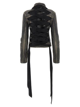 Balenciaga Lace-Up Denim Jacket - Grey