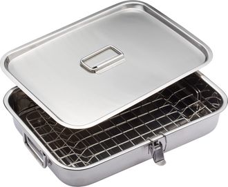 KitchenCraft BBQ/Grilltopf zum Räuchern für den Backofen und Grill, 37.5 x 27 cm