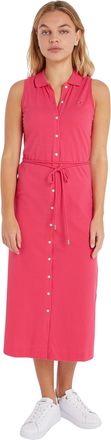 Tommy Hilfiger Damen Polokleid Slim Fit, Rosa (Bright Cerise Pink), L