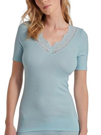 CALIDA Silky Wool Joy T-Shirt, Bleu Ciel, 42-44 Femmes