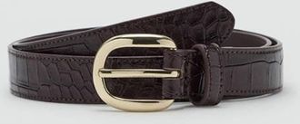 Mango Ceinture imitation crocodile avec boucle m&eacute;tallique bordeaux - Femme - XL - MANGO