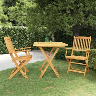vidaXL Ensemble &agrave; manger de jardin pliable 3 pcs Bois dacacia solide Vidaxl