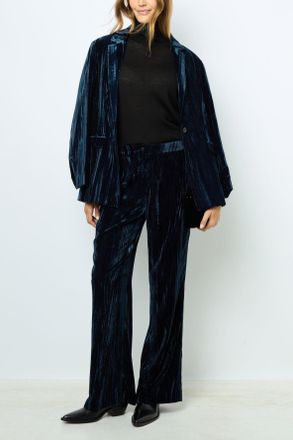 Gerard Darel Pantalon large en velours frapp&eacute; - NORIA - Marine