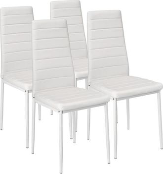 TecTake Ensemble 4 chaises de salle à manger aspect cuir ergonomique blanc