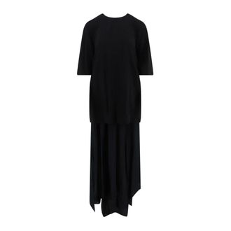 Semicouture Femme, Robes, Noir, Taille: 38 FR Robe mi-longue &agrave; col rond