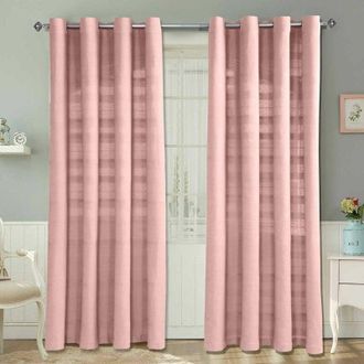 Homescapes Rajput Gardinen 2er Set aus Baumwolle, 167 x 228 cm, pink - Homescapes